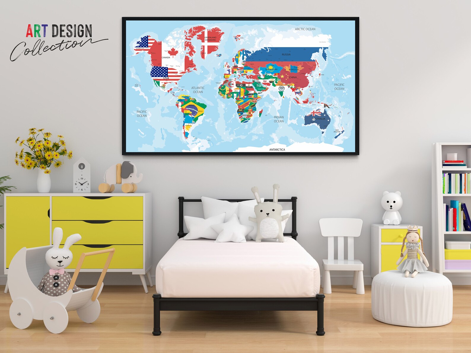 WORLD POLITICAL MAP Large World Map 100''x 58 - Etsy