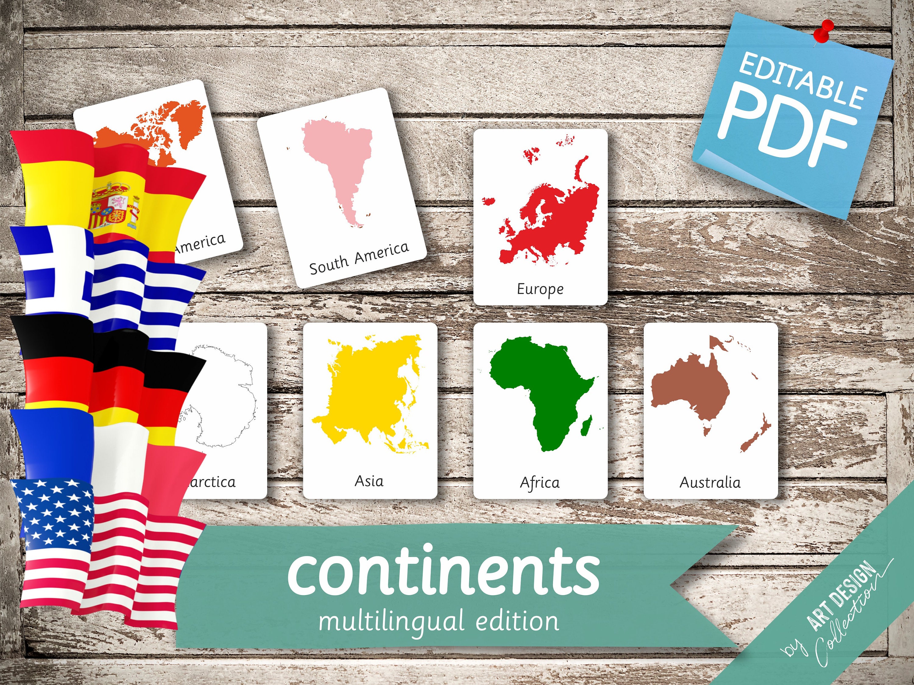 CONTINENTS of the WORLD MULTILINGUAL Edition 888 English | Etsy