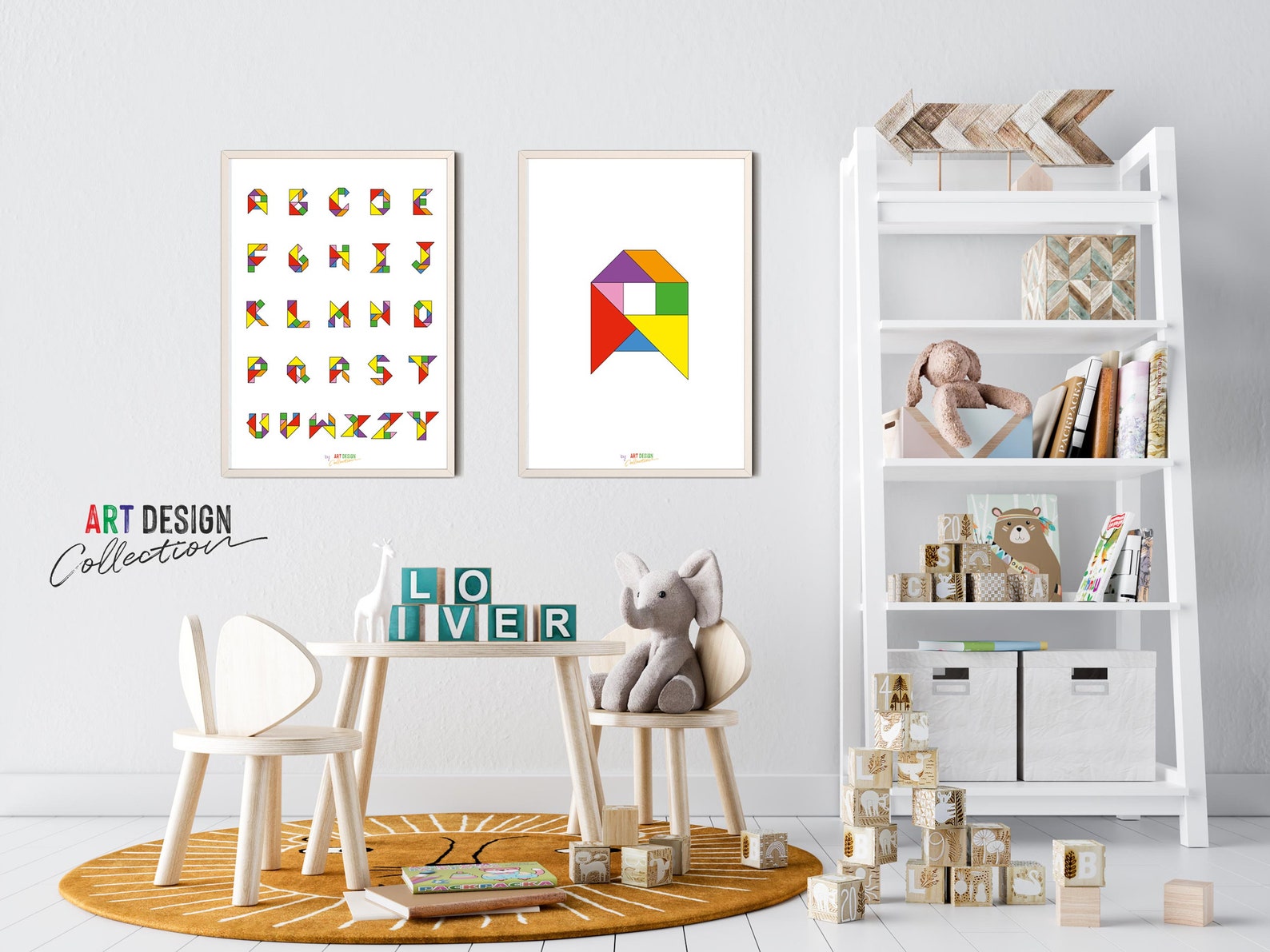 Tangram Alphabet A, Abstract Wall Art, Printable Wall Art Decor ...