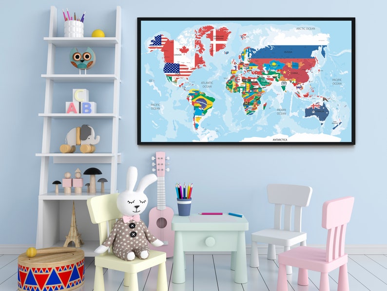 WORLD POLITICAL MAP Large World Map 100''x 58 - Etsy