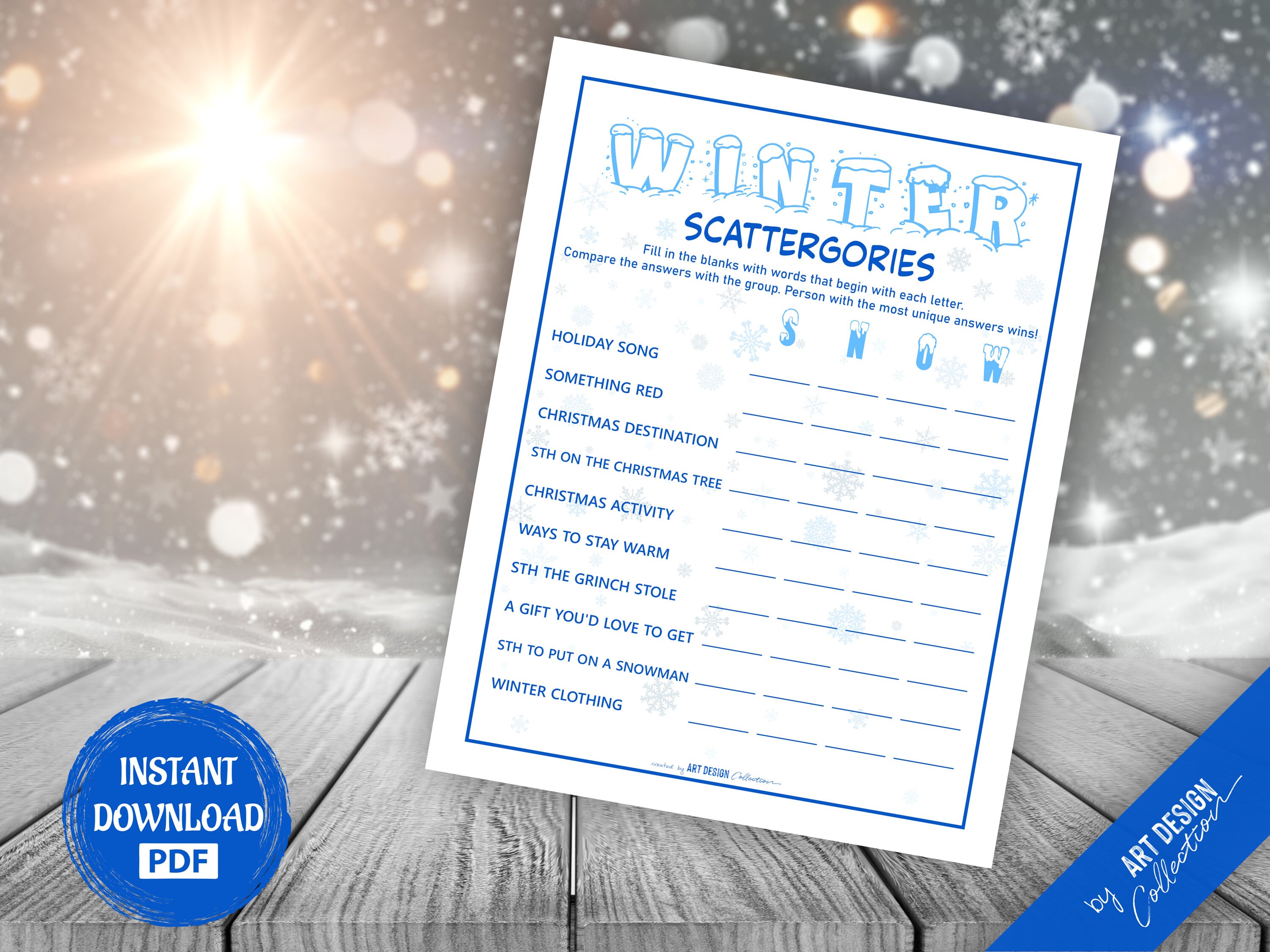 WINTER Scattergories Game Winter Game Holiday Christmas - Etsy