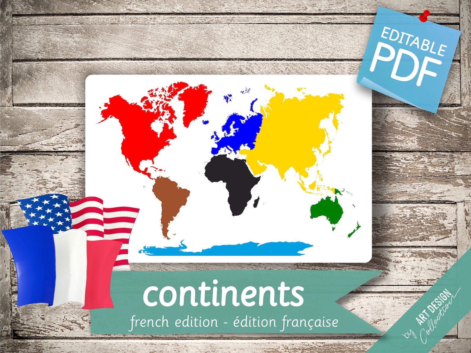 CONTINENTS of the WORLD French Edition 888 French and - Etsy