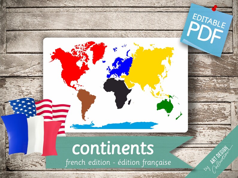 CONTINENTS of the WORLD French Edition 888 French and - Etsy