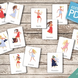 ANCIENT GREEK GODS 12 Editable Montessori Cards Flash Cards ...