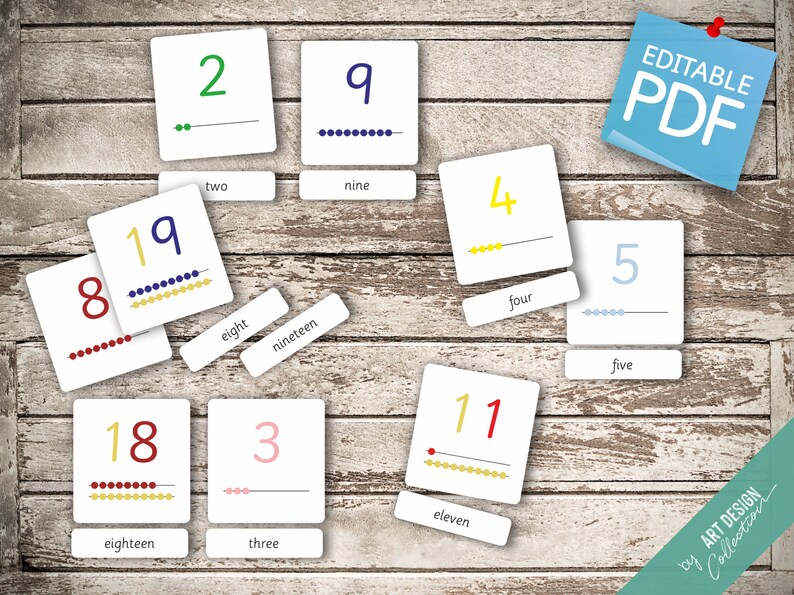 NUMBERS 0 to 31 32 Editable Montessori Cards Flash Cards - Etsy