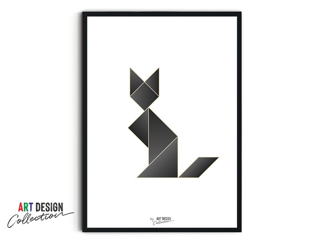 Cat Tangram Abstract Wall Art, Printable Wall Art Decor, Downloadable ...