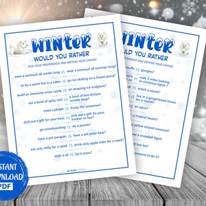 WINTER WOULD You RATHER Game • Christmas Game Holiday Christmas Party ...