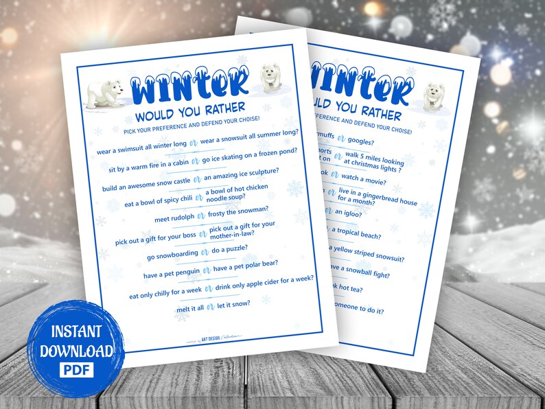 WINTER WOULD You RATHER Game • Christmas Game Holiday Christmas Party ...