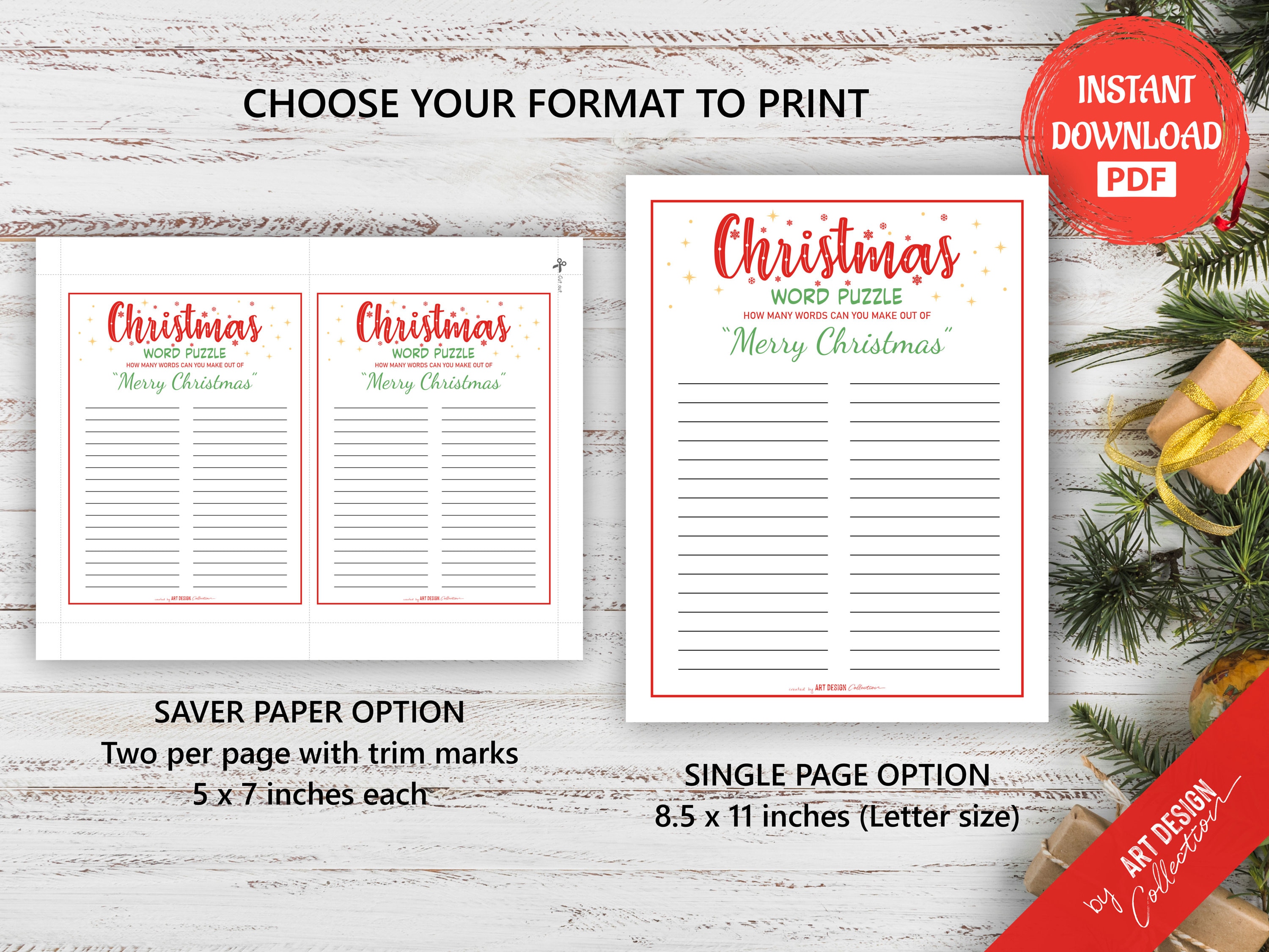 CHRISTMAS WORD PUZZLE Game Christmas Game Holiday Christmas - Etsy