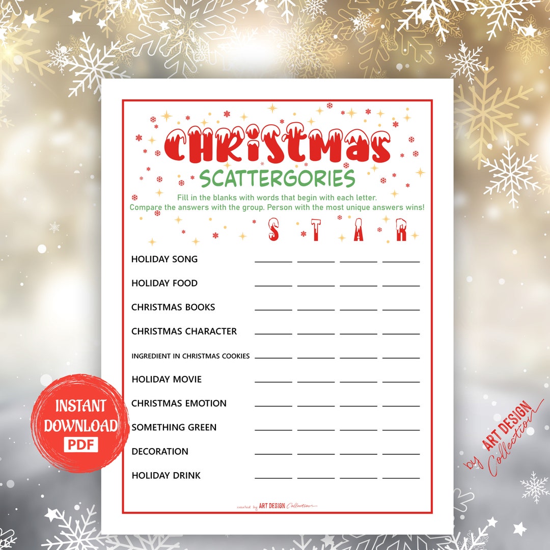 CHRISTMAS SCATTERGORIES Game • Christmas Game Holiday Christmas Party ...