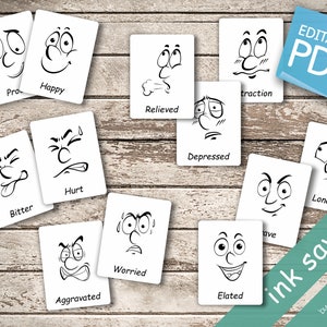 EMOTIONS • 24 Editable Montessori Flash Cards • PDF Printable Cards ...