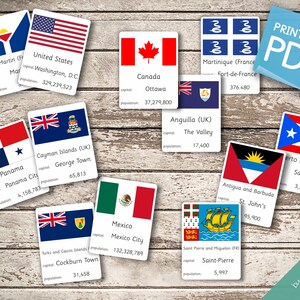 BUNDLE NORTH AMERICA (flags, Maps) • 83 Montessori Cards • Flash Cards ...