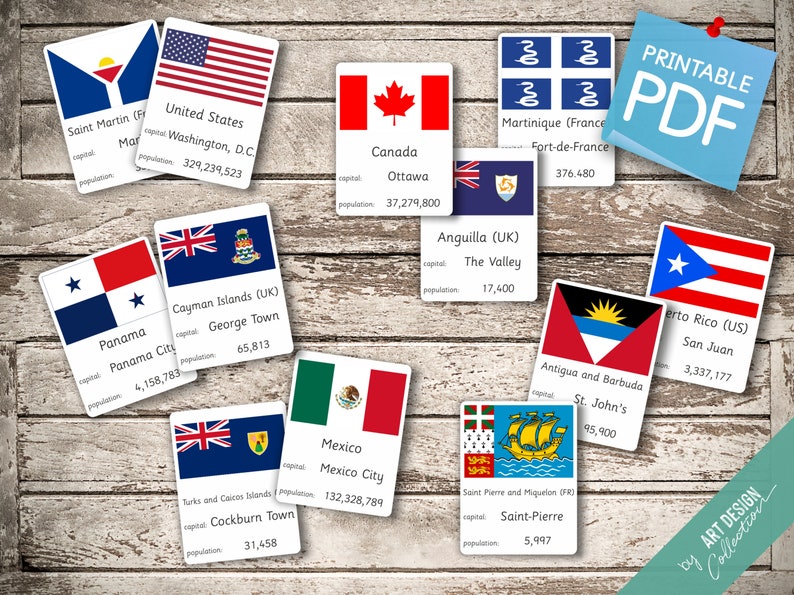 BUNDLE NORTH AMERICA Flags Maps 83 Montessori Cards | Etsy
