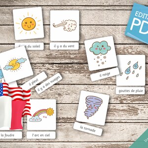 WEATHER FRENCH Edition • 26 French and 26 English Editable Montessori ...