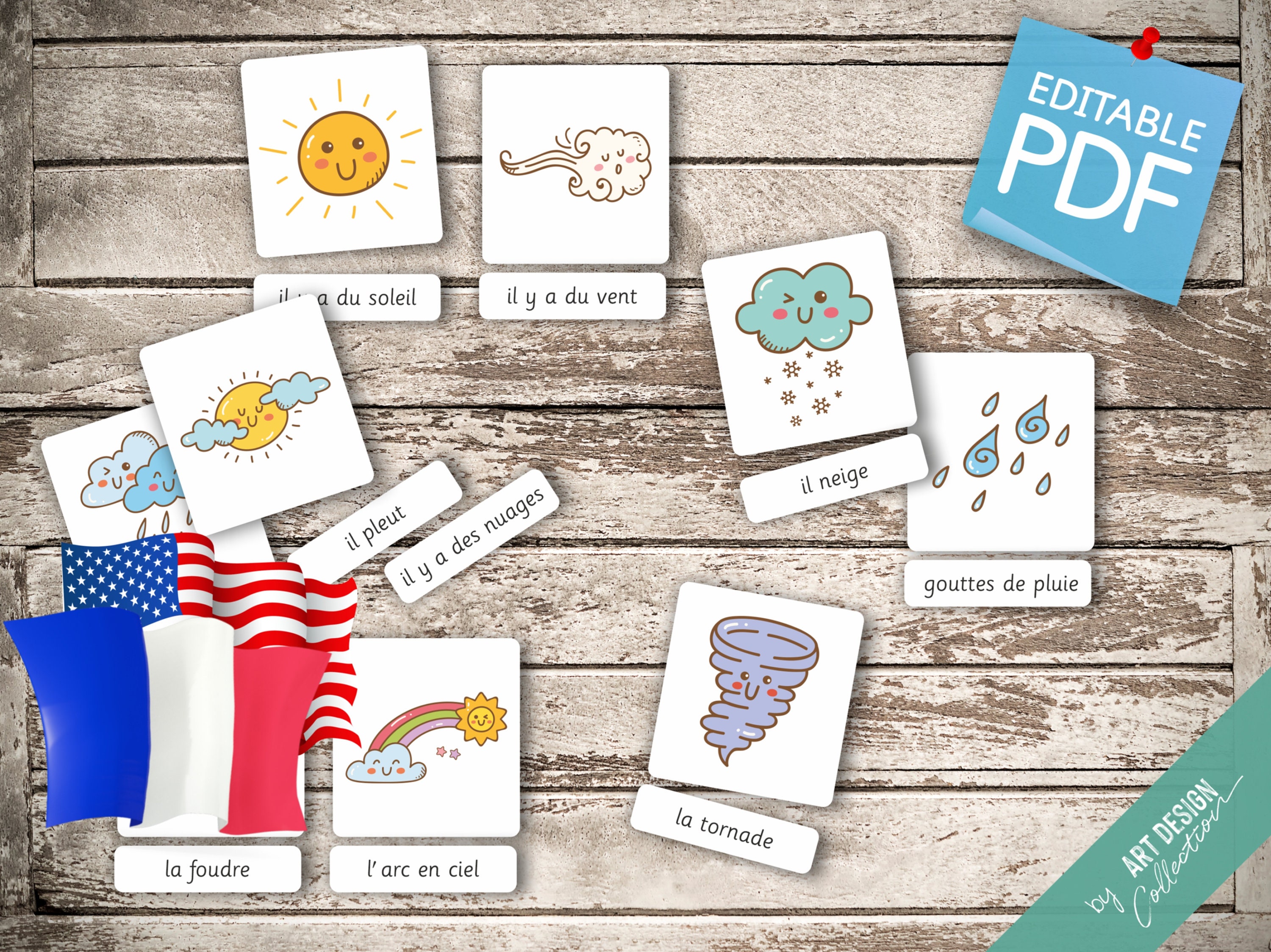 WEATHER FRENCH Edition 26 French and 26 English Editable | Etsy