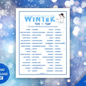 WINTER THIS or THAT Game • Christmas Game Holiday Christmas Party ...