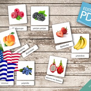 FRUITS GREEK Edition (real Pictures) • 50 Greek and 50 English Editable ...