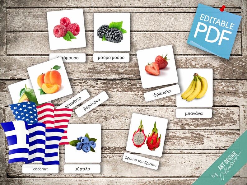 FRUITS GREEK Edition real pictures 50 Greek and 50 English | Etsy