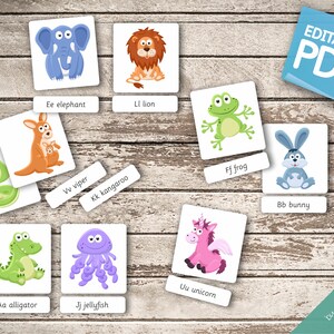 ANIMAL ALPHABET • 26 Montessori Cards • Flash Cards Nomenclature ...