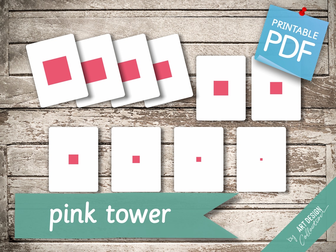 PINK TOWER Control Charts 40 Montessori Cards Flash Cards | Etsy