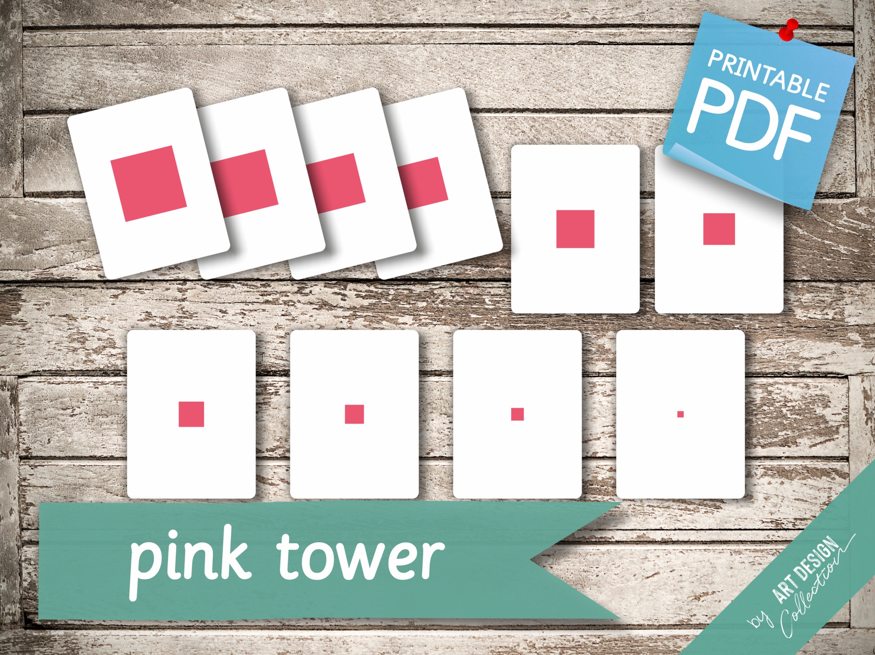 PINK TOWER Control Charts • 40 Montessori Cards • Flash Cards ...