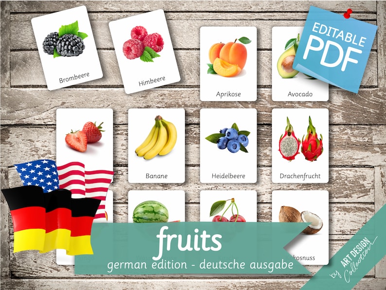 FRUITS GERMAN Edition real Pictures 50 German and 50 | Etsy