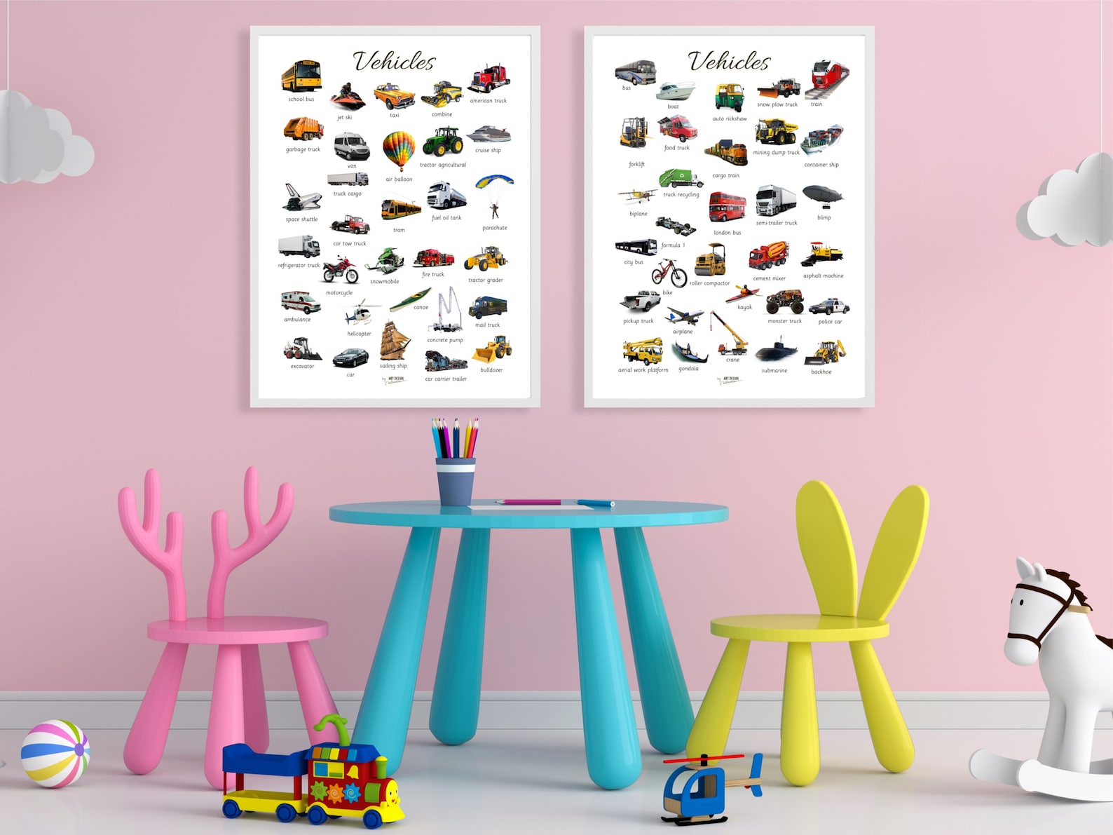 2 VEHICLES POSTERS Montessori Poster Montessori Educational ...