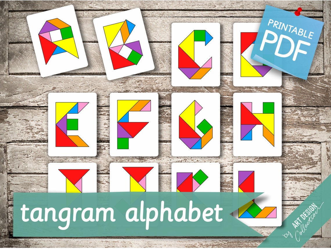 TANGRAM ALPHABET 104 Montessori Cards Flash Cards - Etsy