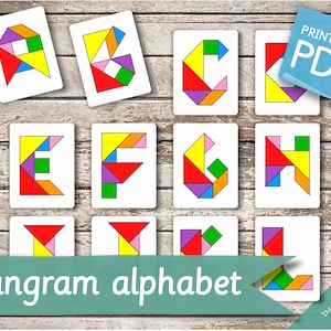 TANGRAM ALPHABET • 104 Montessori Cards • Flash Cards Nomenclature ...