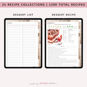 Digital RECIPE BOOK, Goodnotes Planner, iPad Planner Notability Planner ...