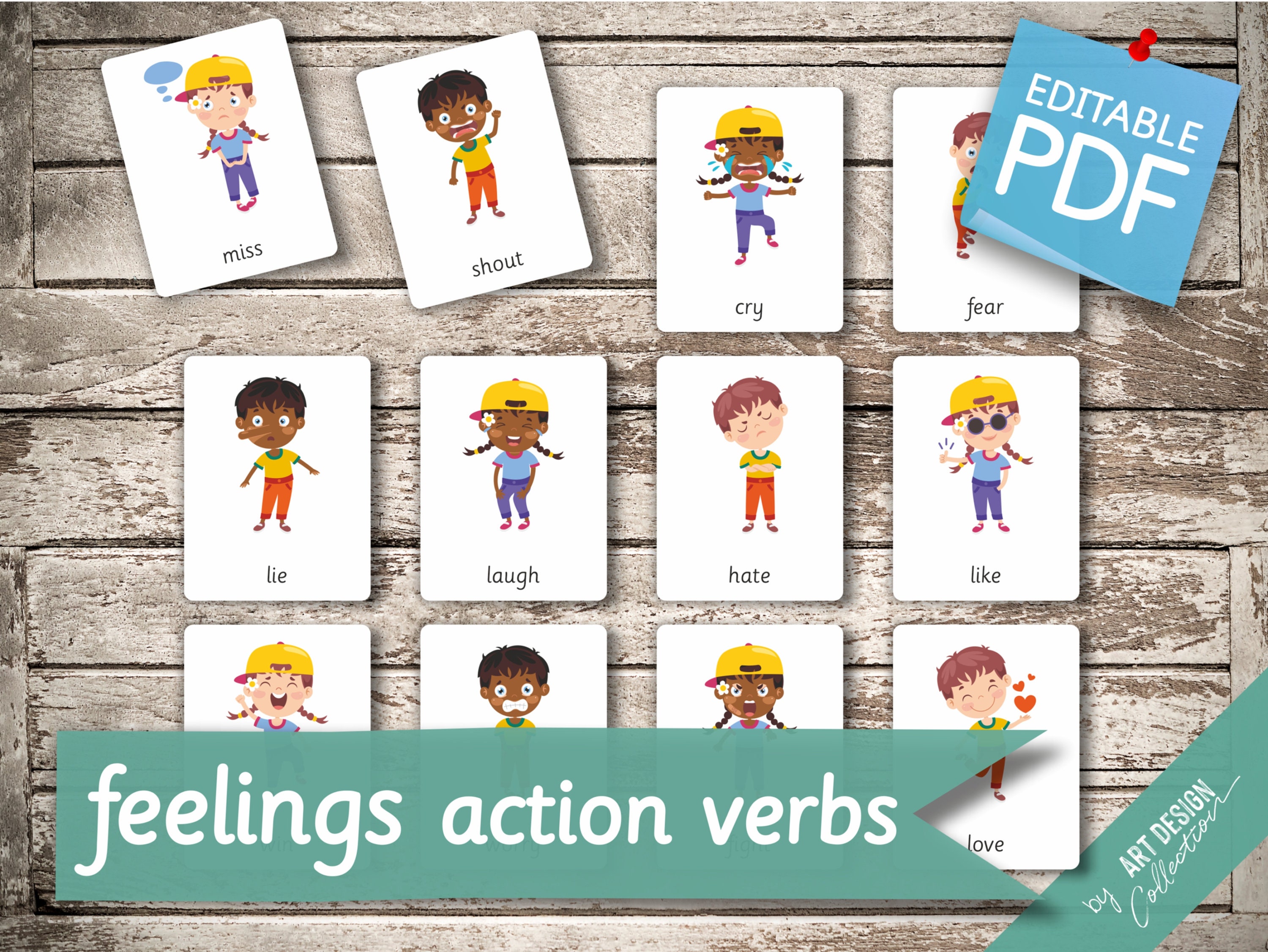 FEELINGS ACTION VERBS French Edition 14 French and 14 | Etsy