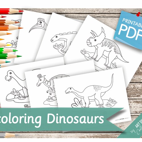 COLORING DINOSAURS 25 Printable Dinosaurs Flash Cards - Etsy