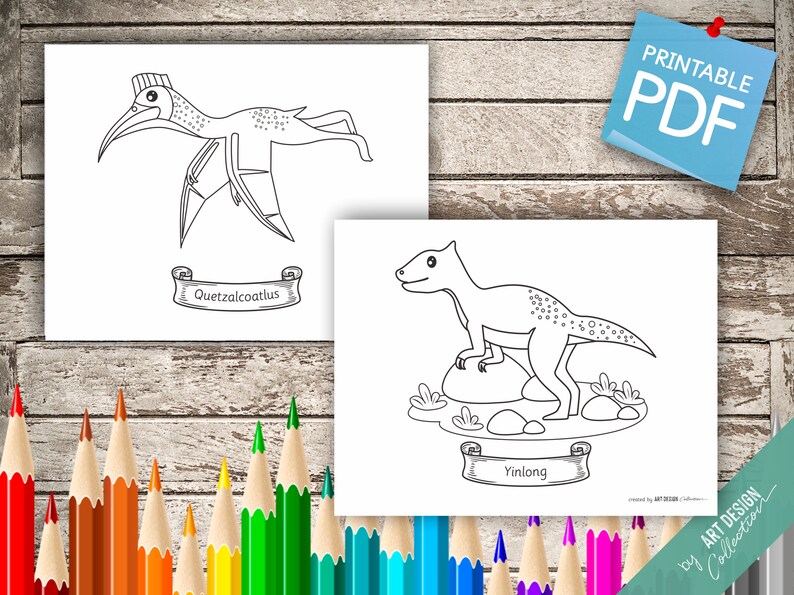 COLORING DINOSAURS 25 Printable Dinosaurs Flash Cards - Etsy