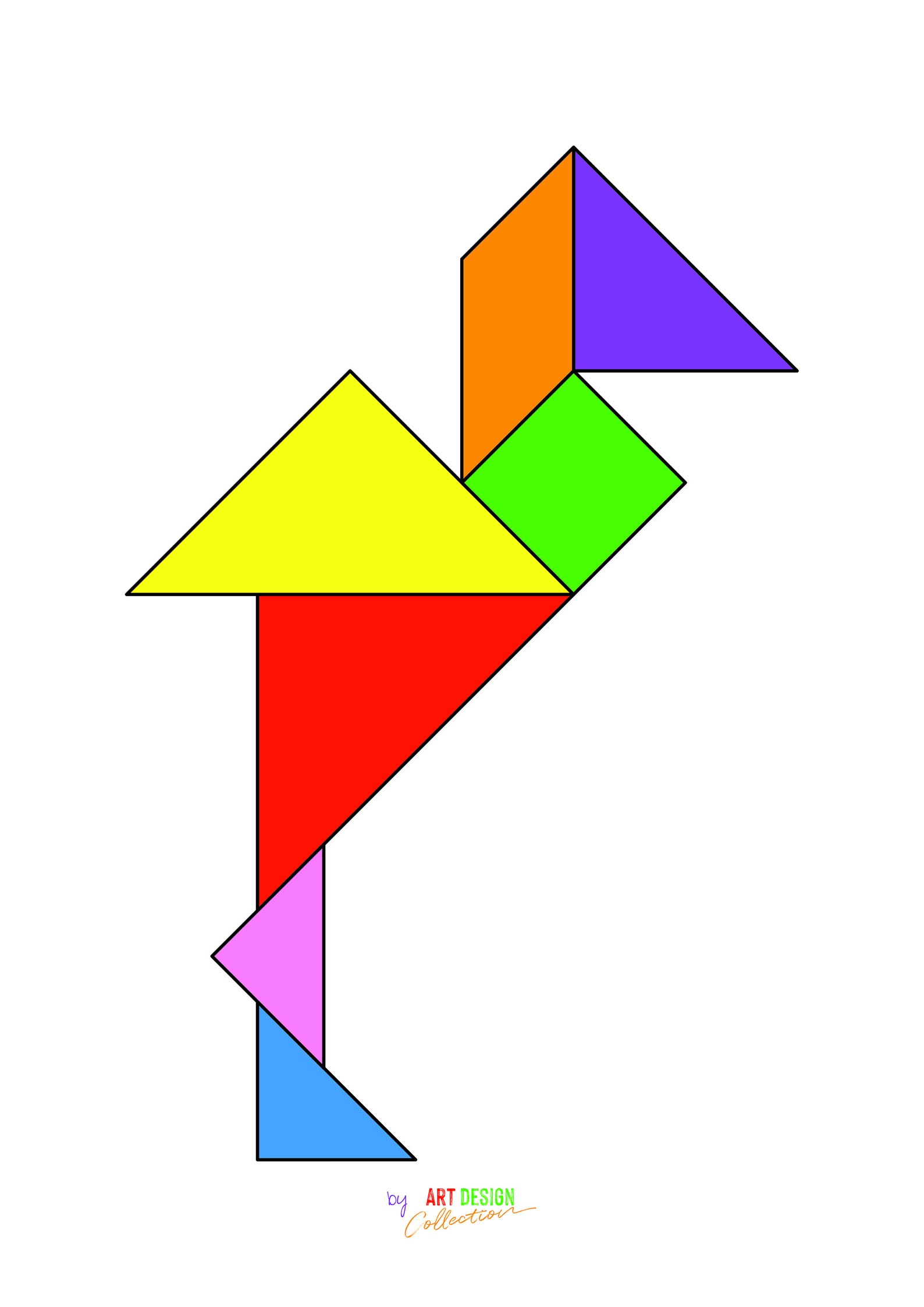 Tangram Animal Cards Montessori Learning Game Tangram Puzzle | Etsy