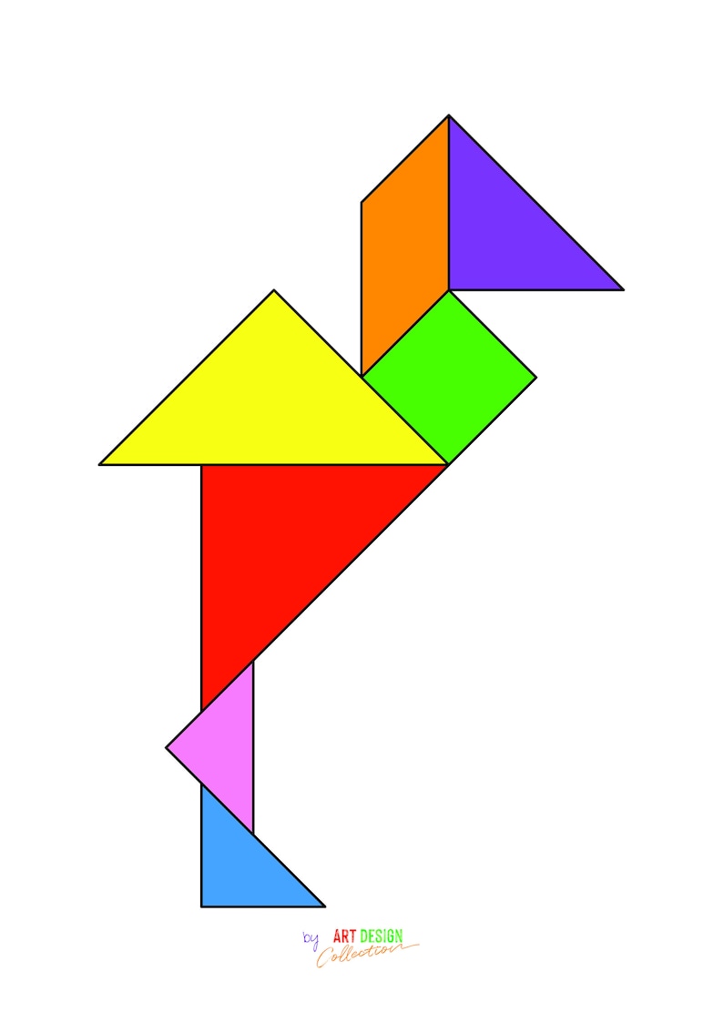 Tangram Animal Cards Montessori Learning Game Tangram Puzzle | Etsy