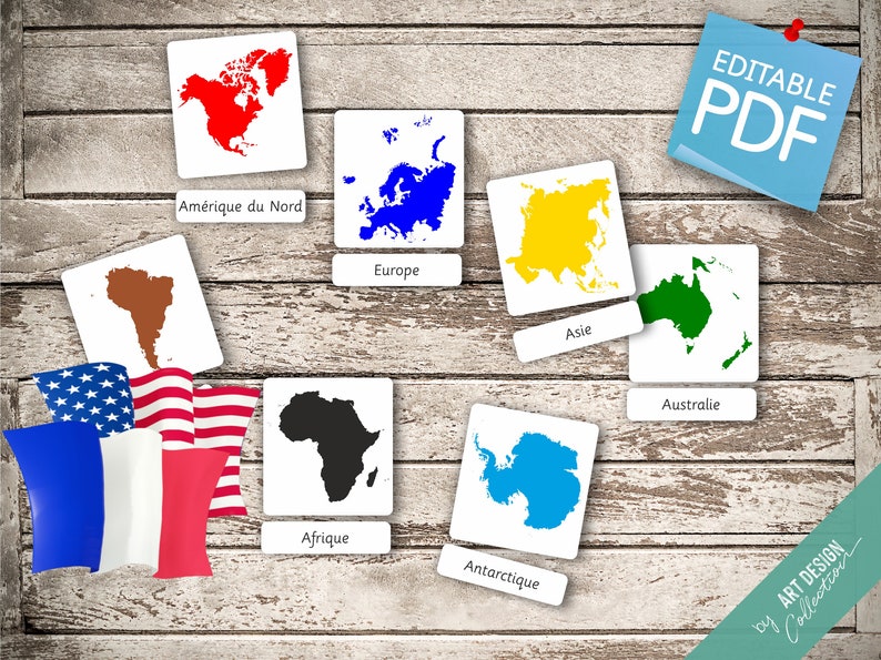 CONTINENTS of the WORLD French Edition 888 French and - Etsy