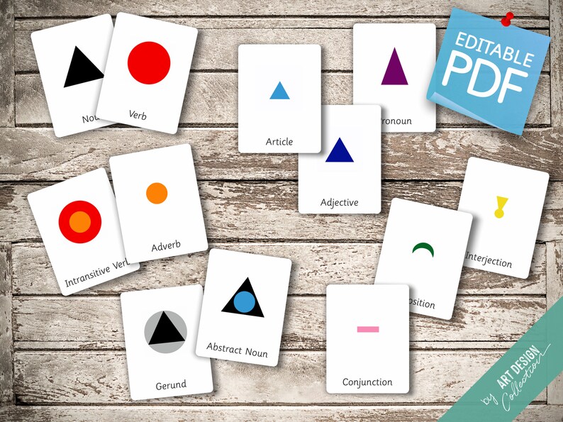 GRAMMAR SYMBOLS 20 Editable Montessori Cards Flash Cards | Etsy