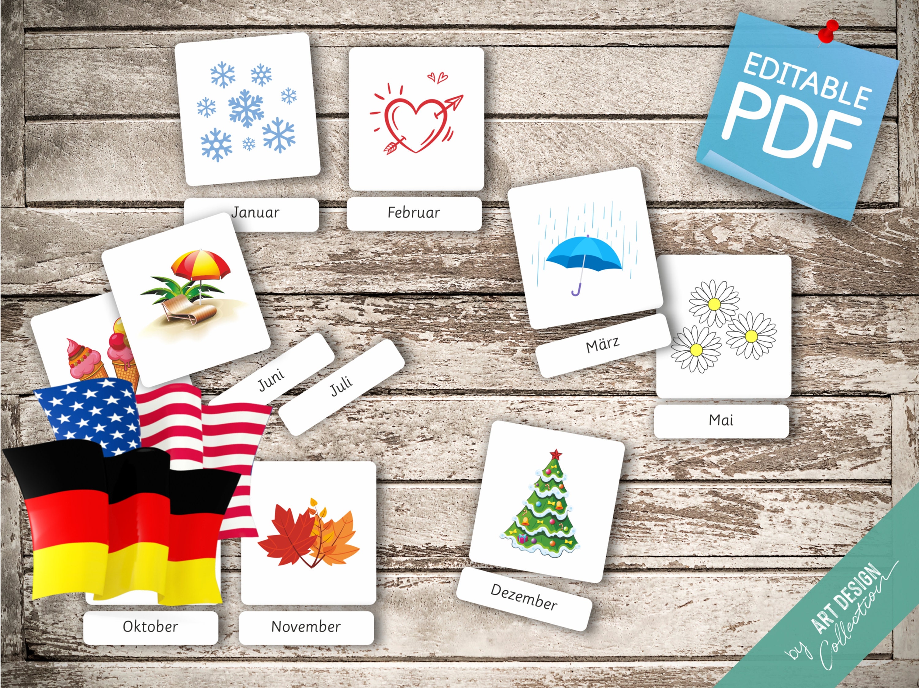 MONTHS GERMAN Edition 60 German and 60 English Editable - Etsy