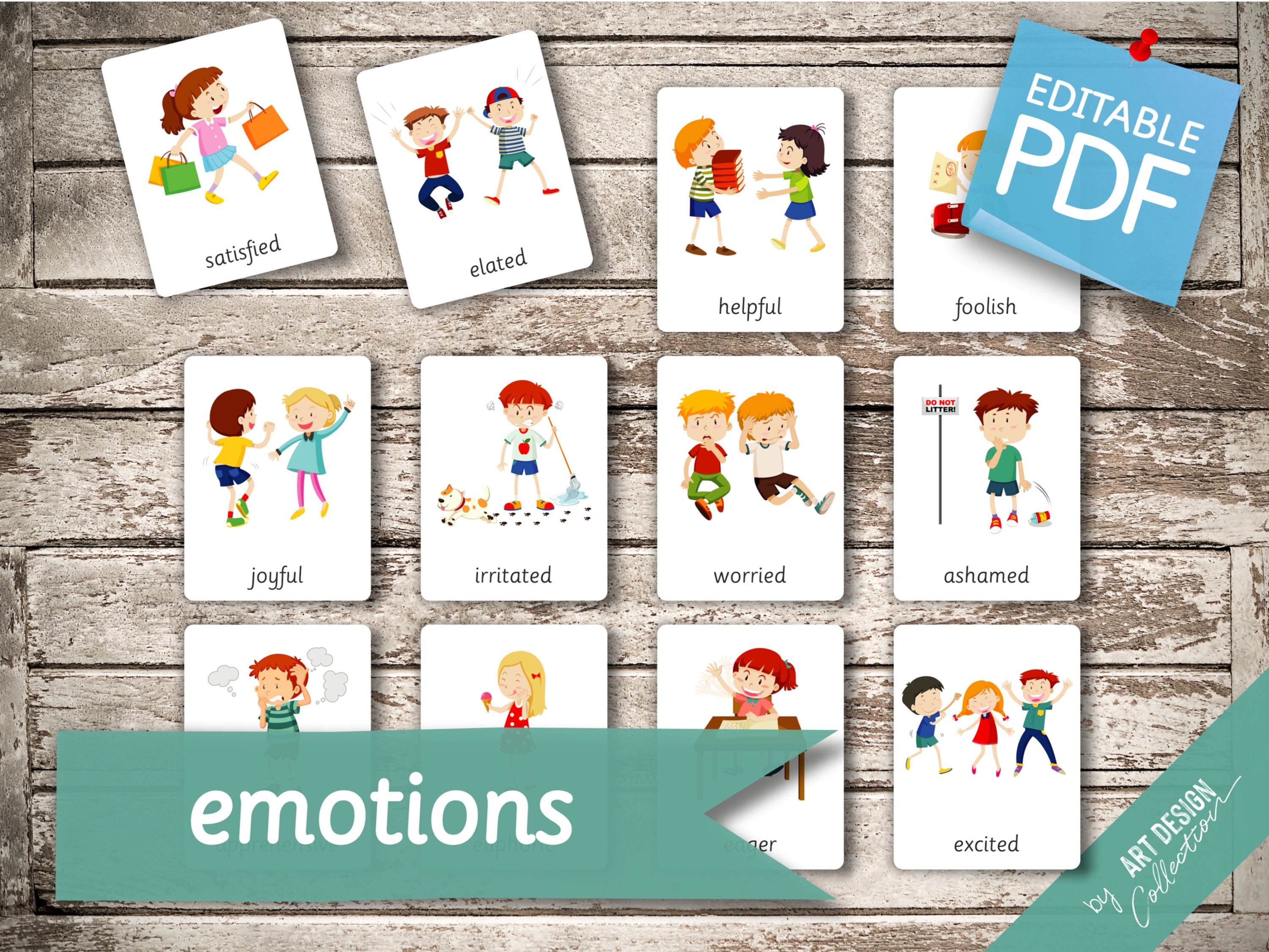 EMOTIONS 18 Montessori Cards Flash Cards Nomenclature | Etsy