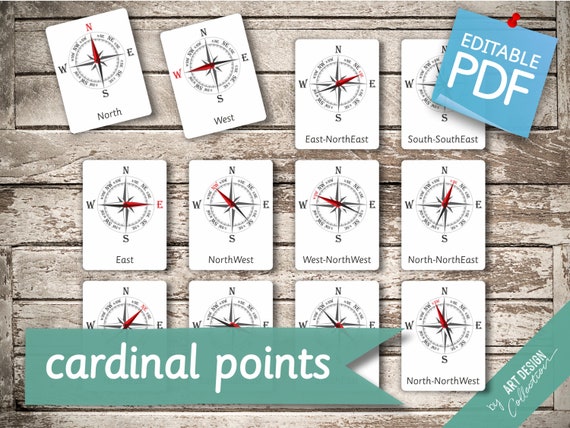 CARDINAL POINTS 16 Montessori Cards Spinner Wheel Flash - Etsy