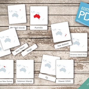 OCEANIA MAPS • 31 Editable Montessori Cards • Flash Cards Nomenclature ...
