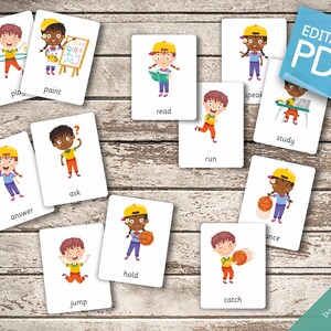 SCHOOL ACTION VERBS French Edition 16 French and 16 English Editable ...