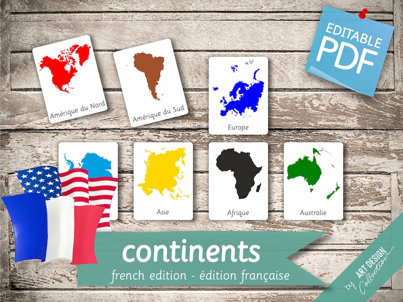 CONTINENTS of the WORLD French Edition • 8+8+8 French and English ...