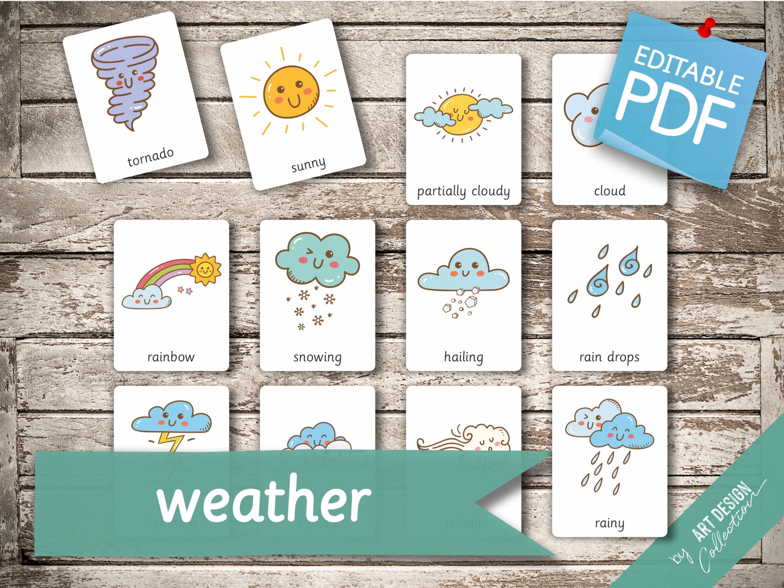 WEATHER 26 Montessori Cards Flash Cards Nomenclature - Etsy