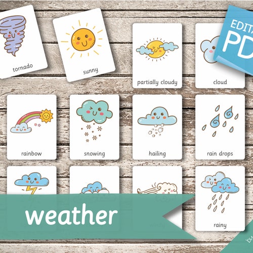 WEATHER 26 Montessori Cards Flash Cards Nomenclature - Etsy