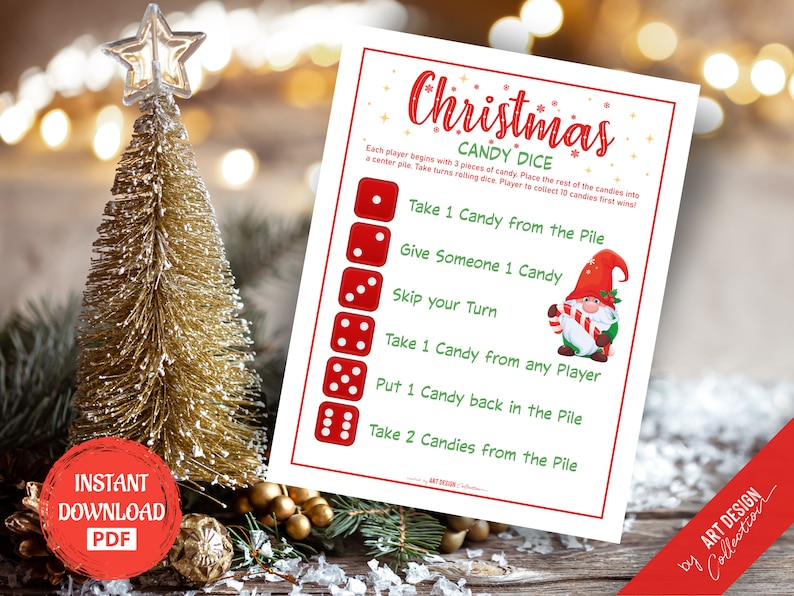 CHRISTMAS CANDY DICE Game Christmas Game Holiday Christmas - Etsy