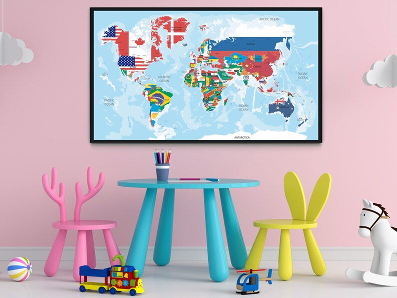 WORLD POLITICAL MAP Large World Map 100''x 58 - Etsy