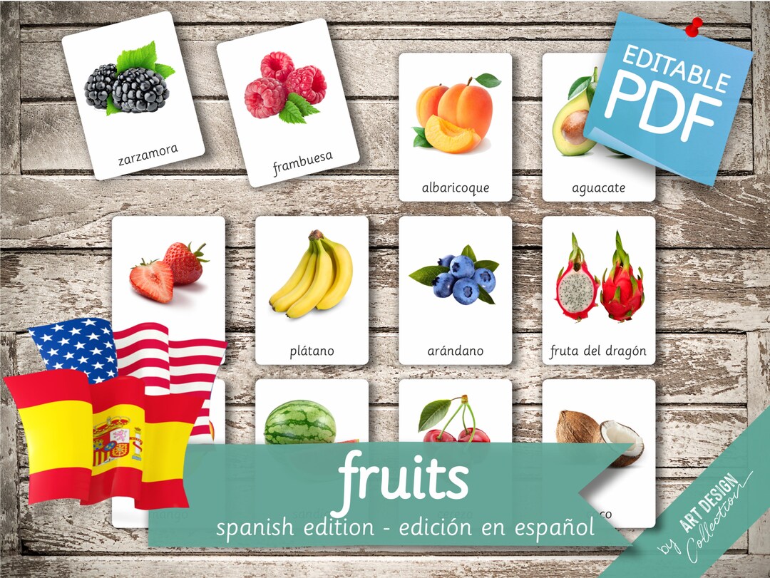 FRUITS SPANISH Edition (real Pictures) • 50 Spanish and 50 English ...