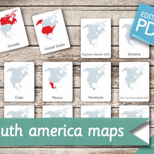 BUNDLE SOUTH AMERICA (flags, Maps) • 35 Montessori Cards • Flash Cards ...