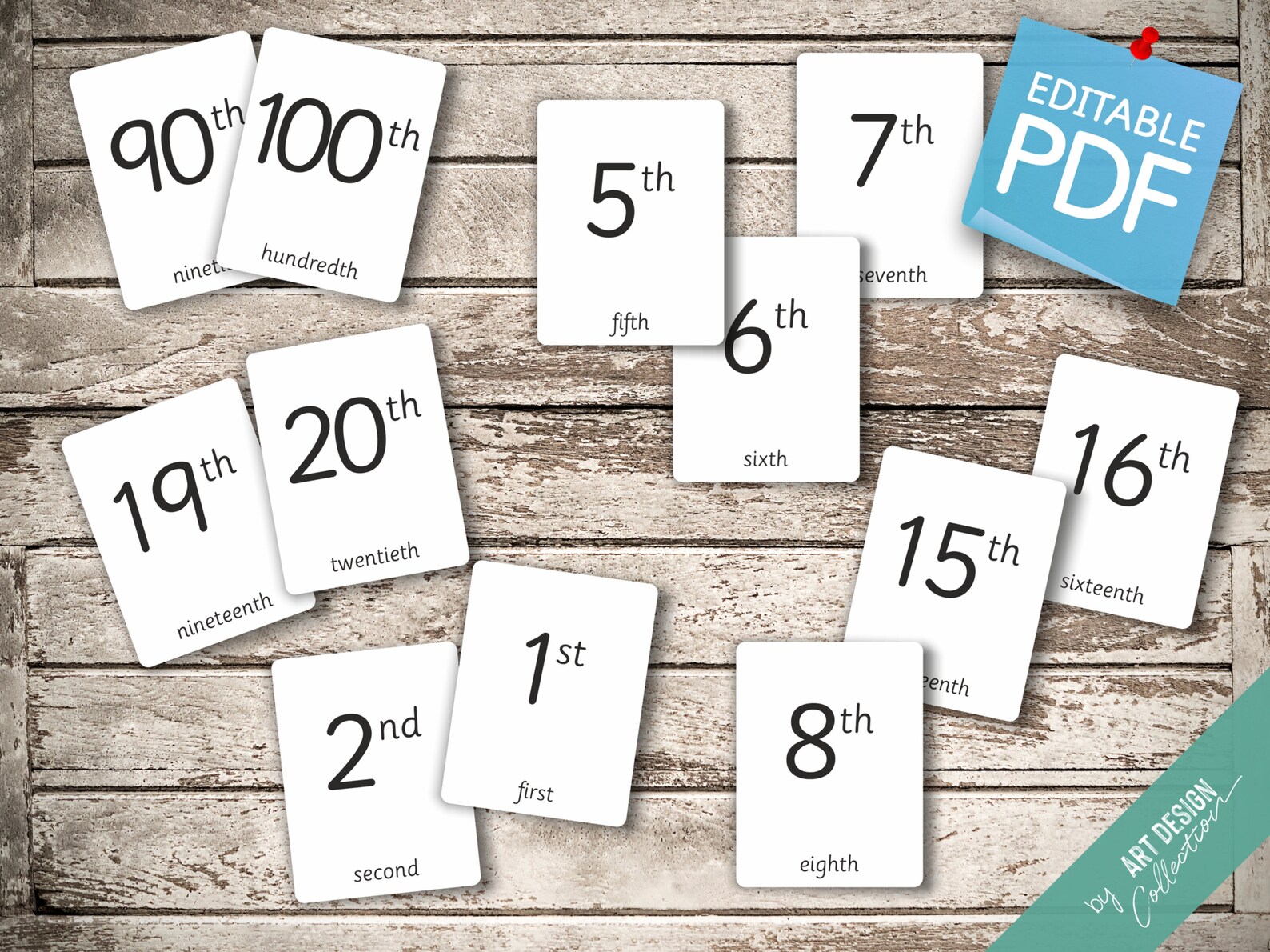 ORDINAL NUMBERS 28 Montessori Cards Flash Cards - Etsy